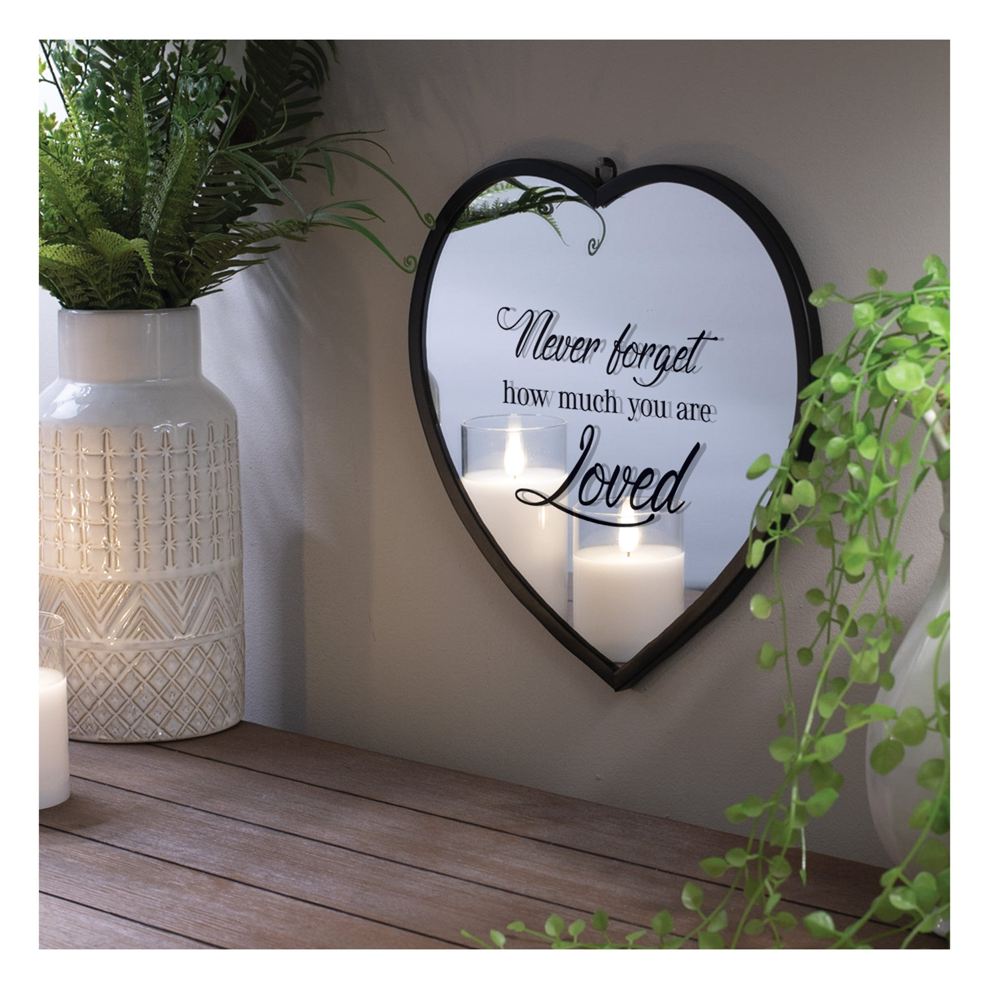 Trinx Ebelyn Heart Never Forget Large Accent Mirror | Wayfair