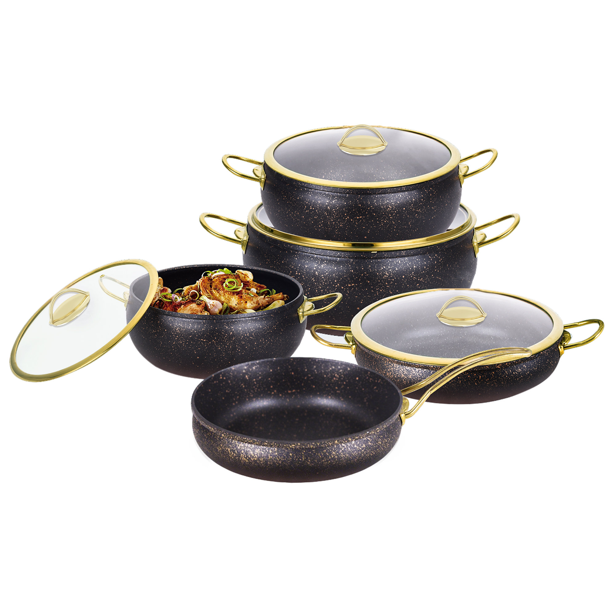 CAANNASWEIS 9 Pieces Aluminum Ninstick Cookware Sets Kitchen Pots and ...