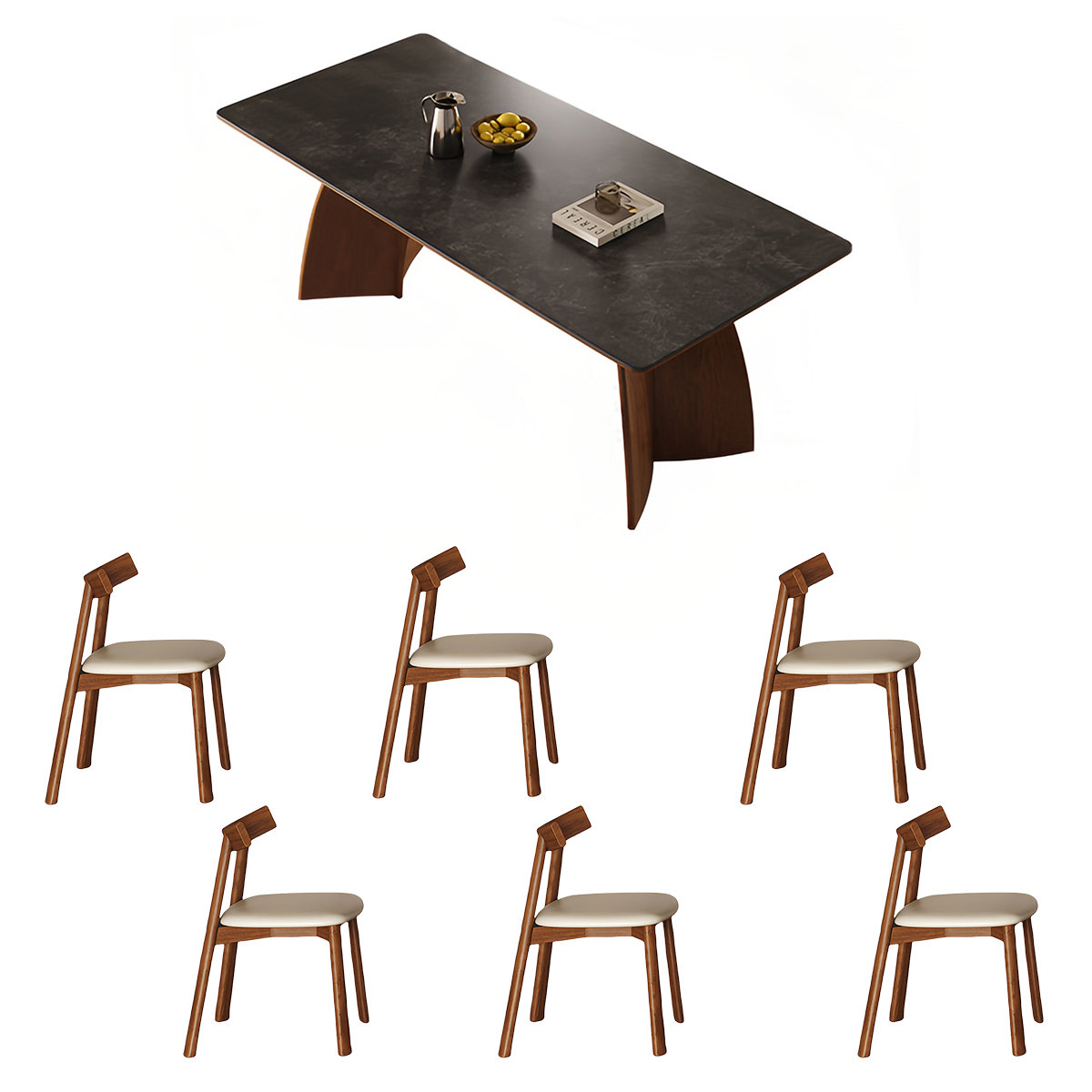 Pakloer Rectangular rock plate dining table and chair set | Wayfair