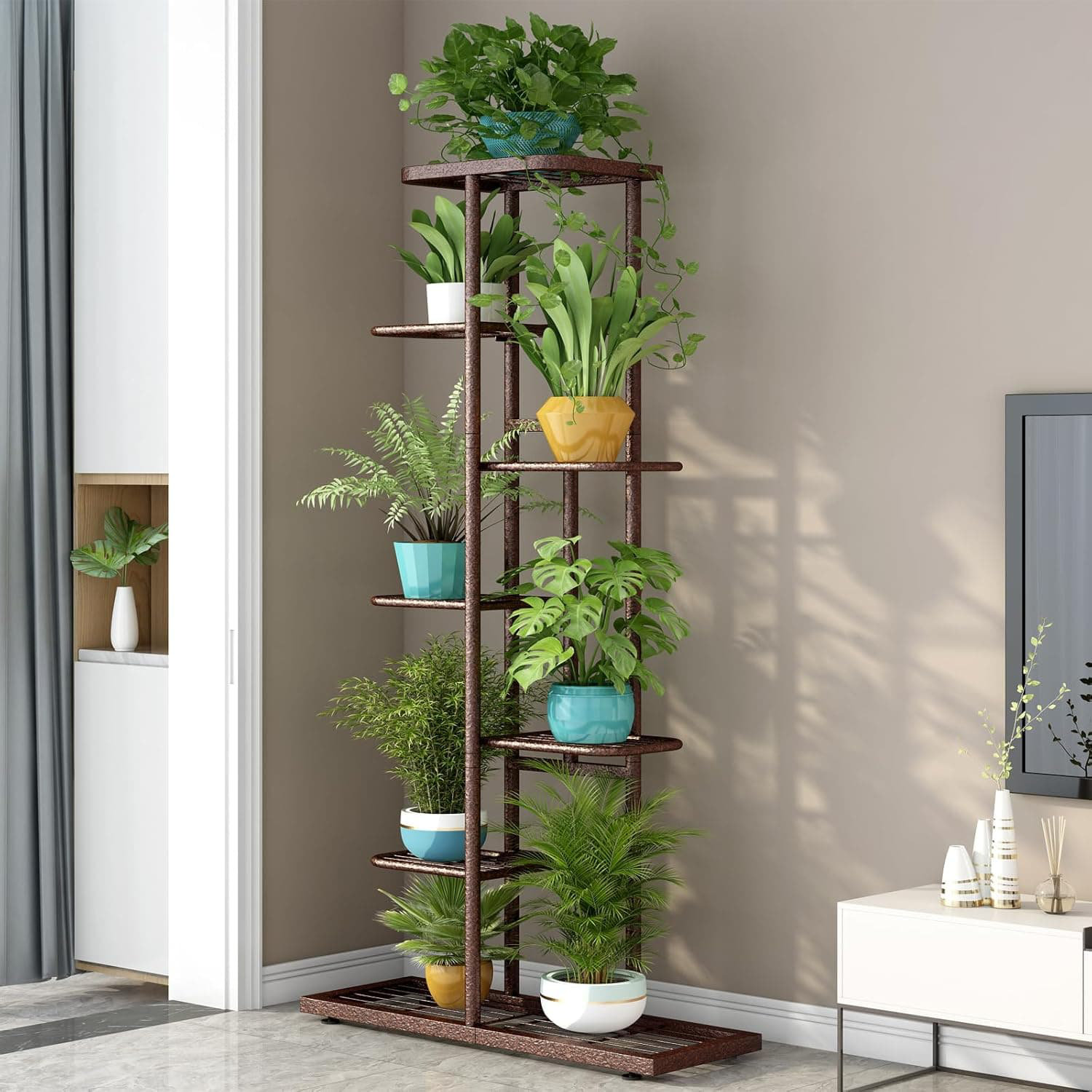 17 Stories 7-Tier Metal Plant Stand For Indoor And Outdoor Use, Multi ...