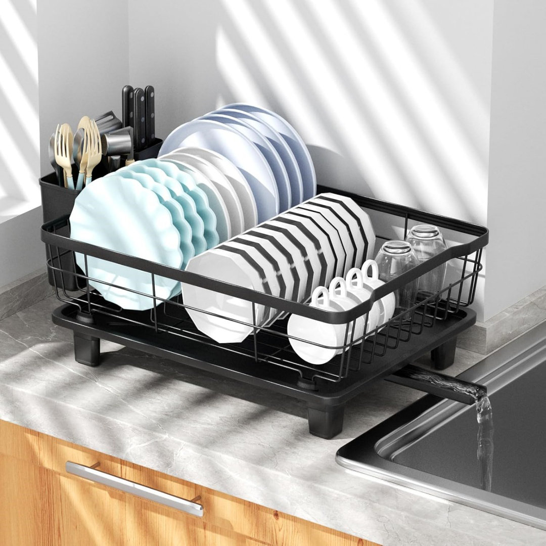 THE GLAMOUR BOUTIQUES Stainless Steel Extendable Dish Drying Rack And ...