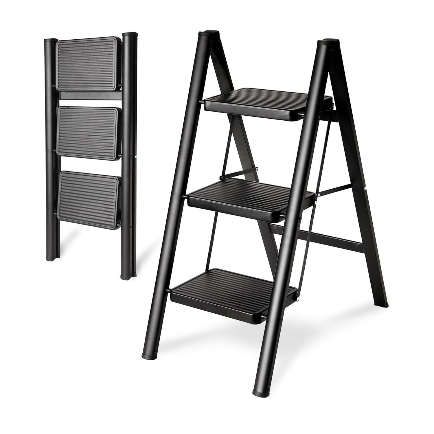 Latitude Run® 3 Step Ladder Folding Step Stool, 330 Lbs Load Heavy Duty ...