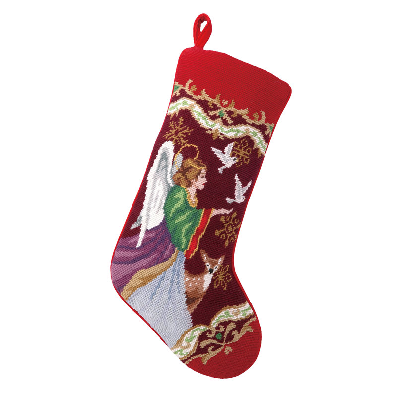 The Holiday Aisle® Angel Needlepoint Stocking & Reviews | Wayfair