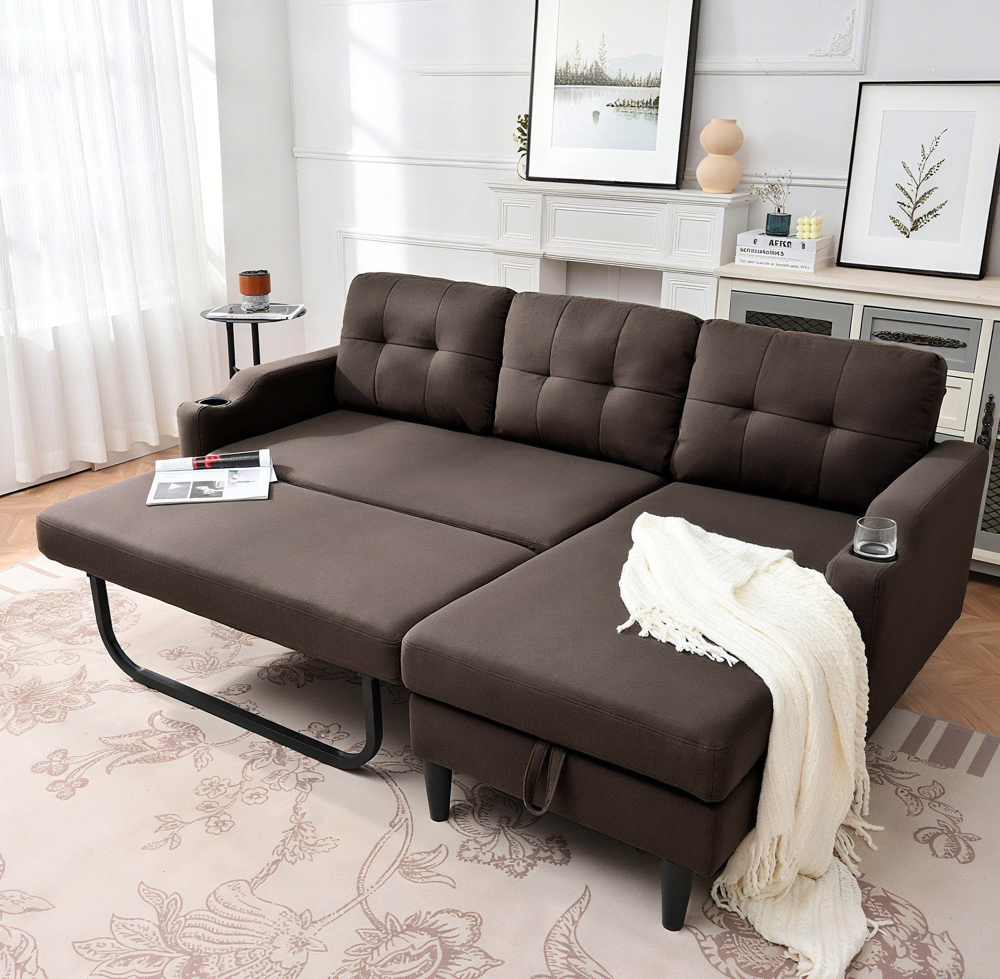 Latitude Run® 74.8"W Multifunctional Convertible Sleeper Sofa With ...