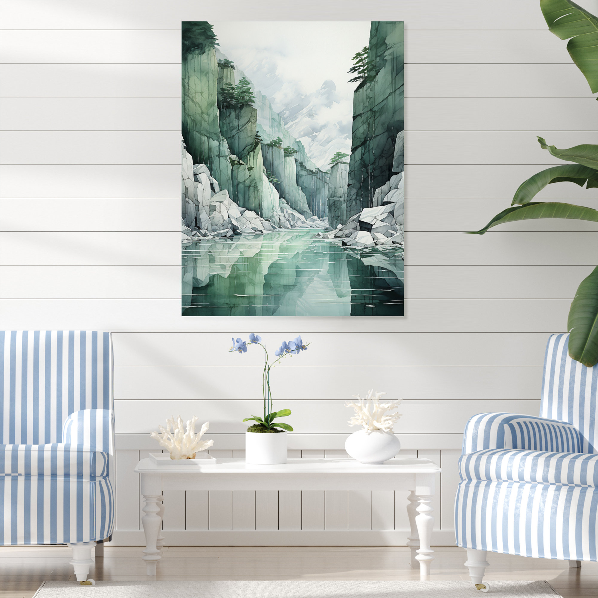 Millwood Pines Décoration murale en métal Green Cliff Glacial Symmetry ...