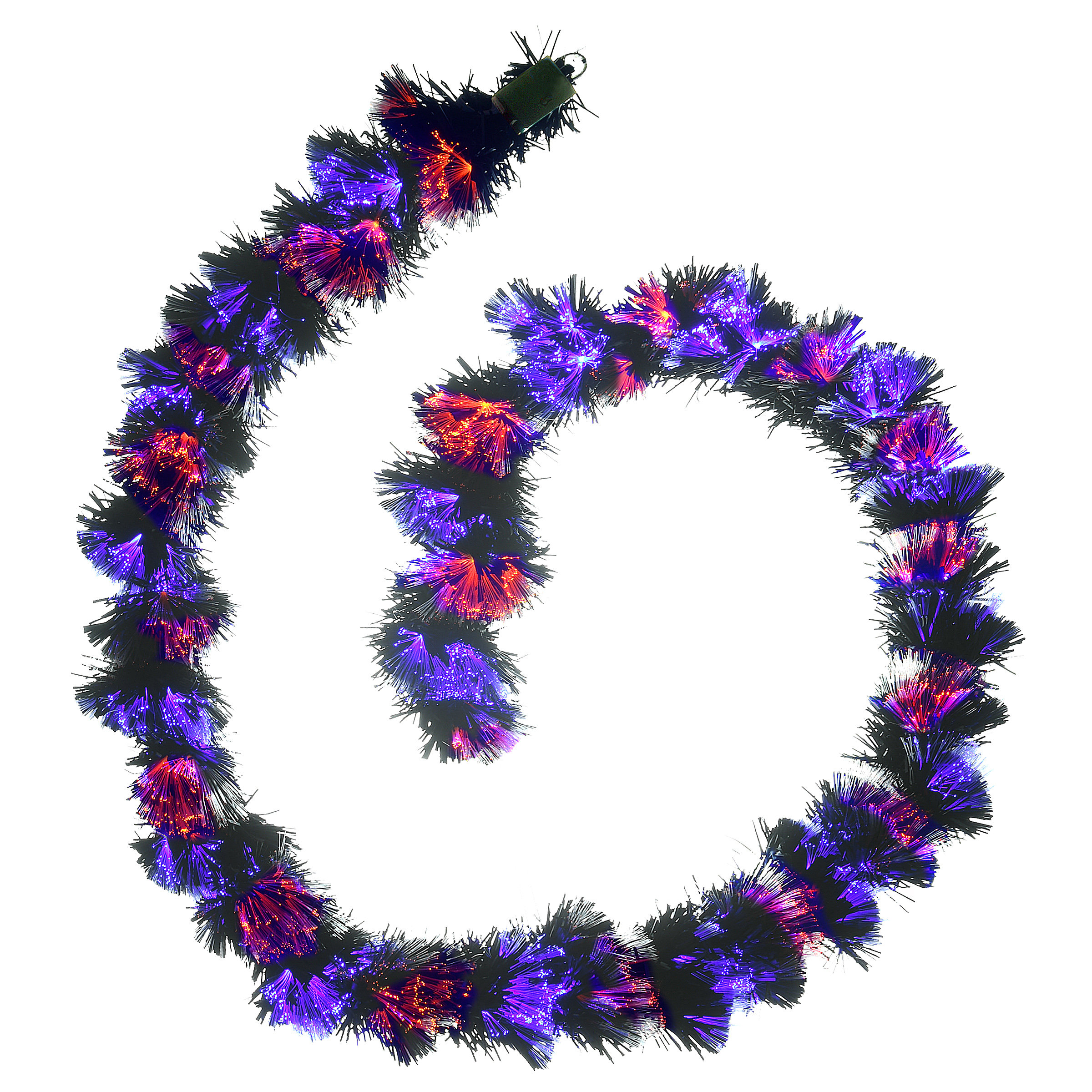 National Tree Company 9 ft. Black Fiber Optic Garland with Purple and ...