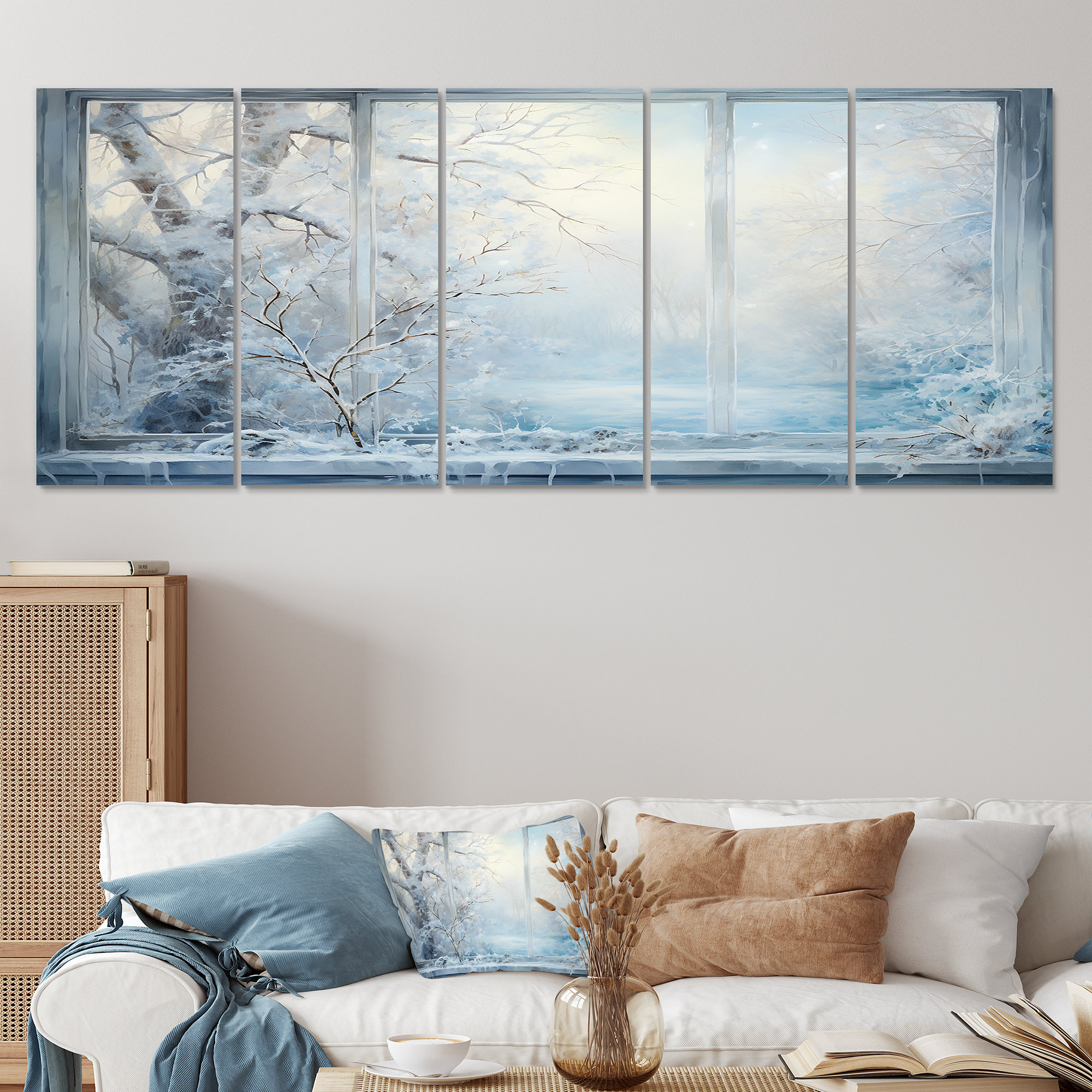 Millwood Pines Winter River Window View IV - Winter Landscape 5 Piece ...