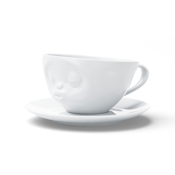 FIFTYEIGHT PRODUCTS US Coffee Cup With Saucer, Kissing Face | Wayfair