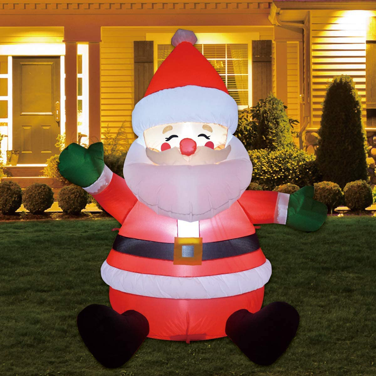 The Holiday Aisle® Christmas Inflatable Outdoor Sitting Santa With ...