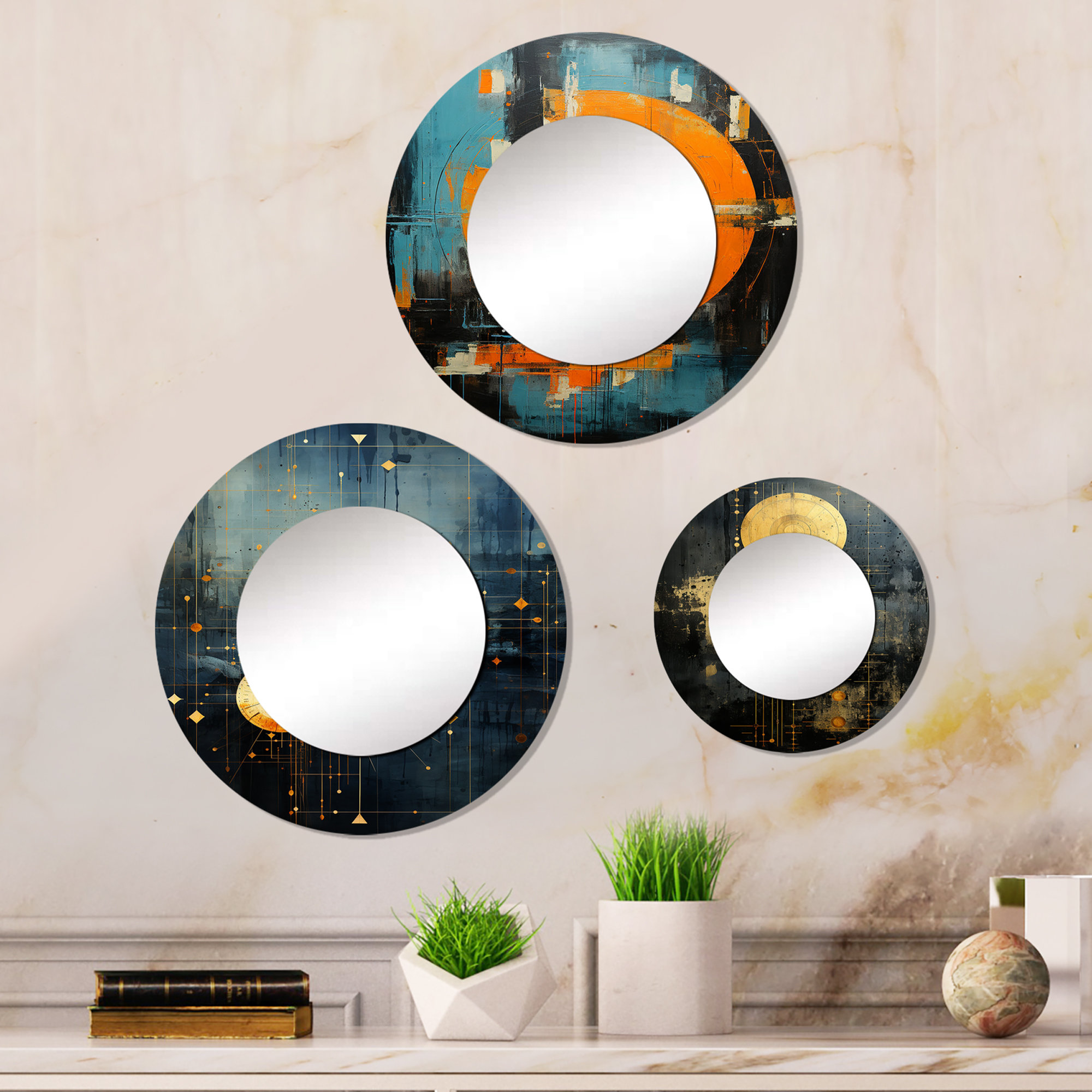 Ivy Bronx Corvallis - Round Mirror Set On Glossy Modern Metal Decor - Wayfair Canada