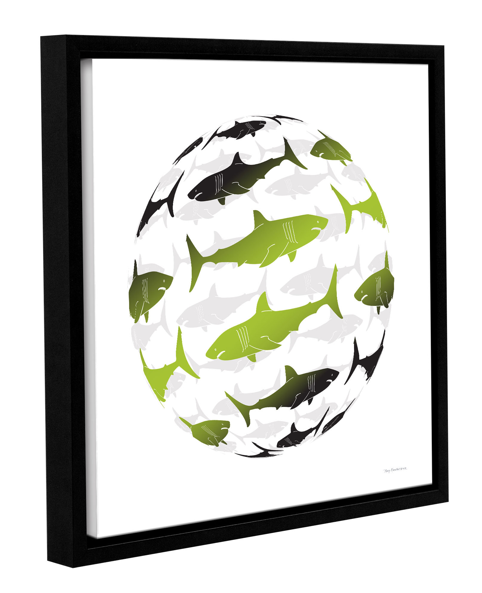 Harriet Bee Avera Shark Globe Graphic Art on Canvas | Wayfair