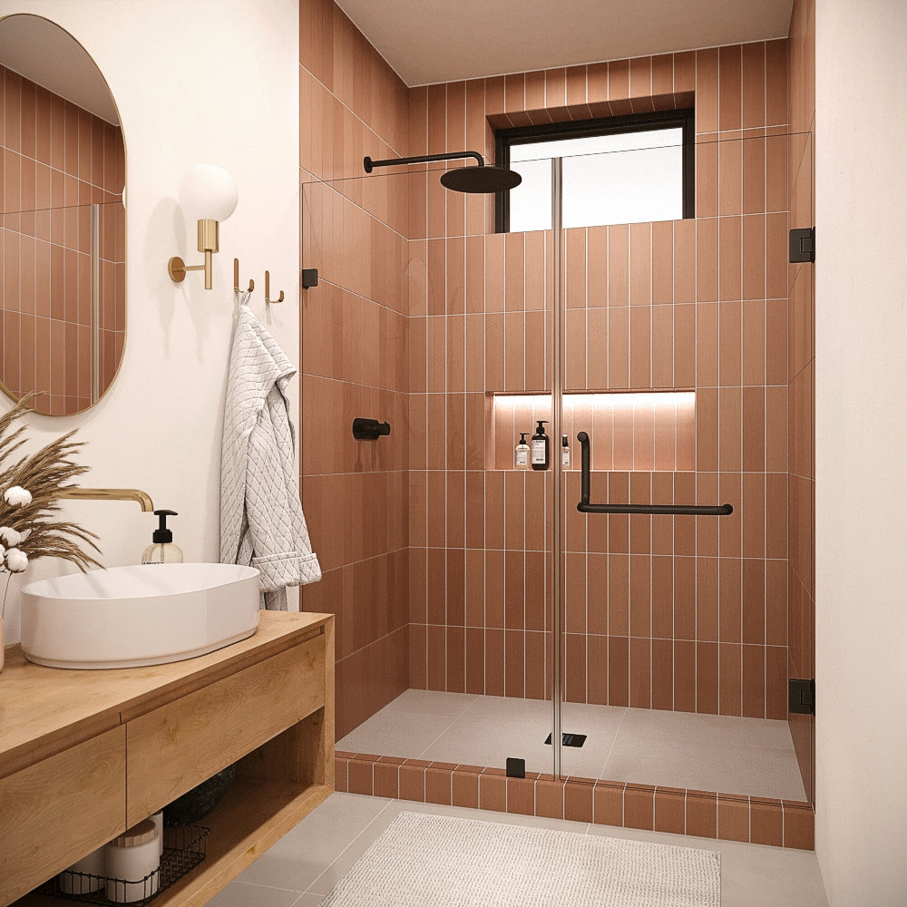 Streamline Bath Lamone 48" x 72" Frameless Pivot Shower Door with ...