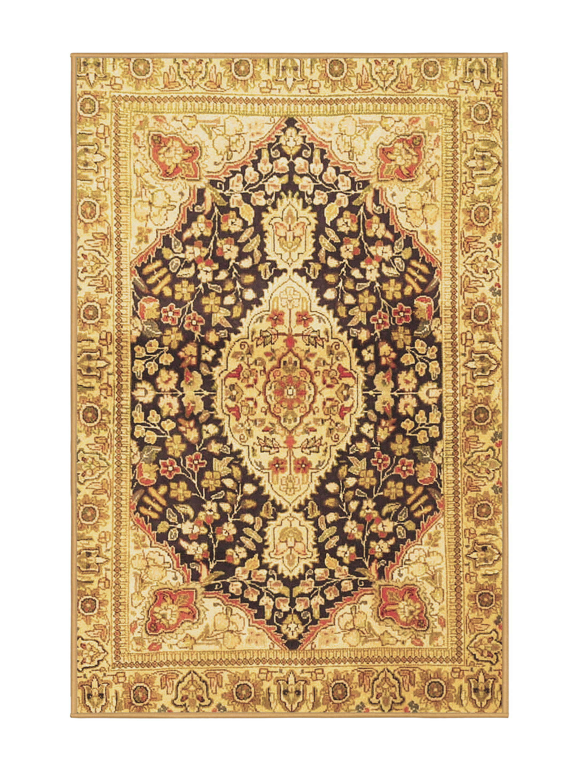 Bungalow Rose Traditional 4092 Brown Machine Washable Area Rugs | Wayfair