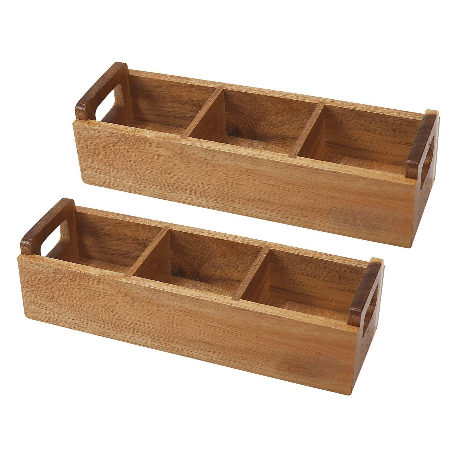 Fish hunter Small Wooden Tea Bag Box 2PCS By , 3 Compartments Acacia ...