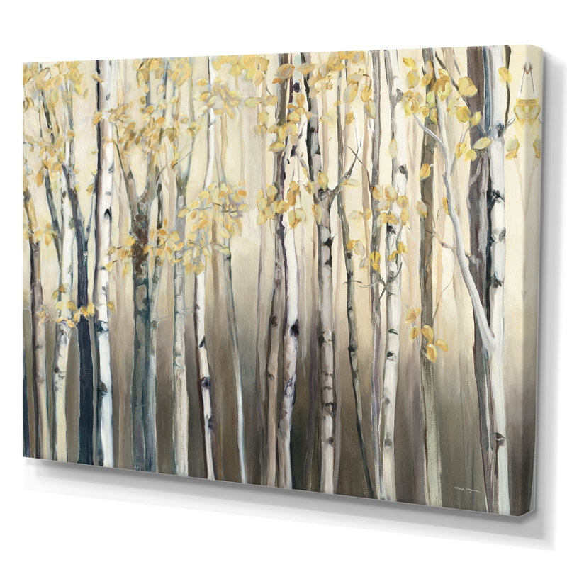 East Urban Home Golden Birch Forest I - Wrapped Canvas Painting Print ...