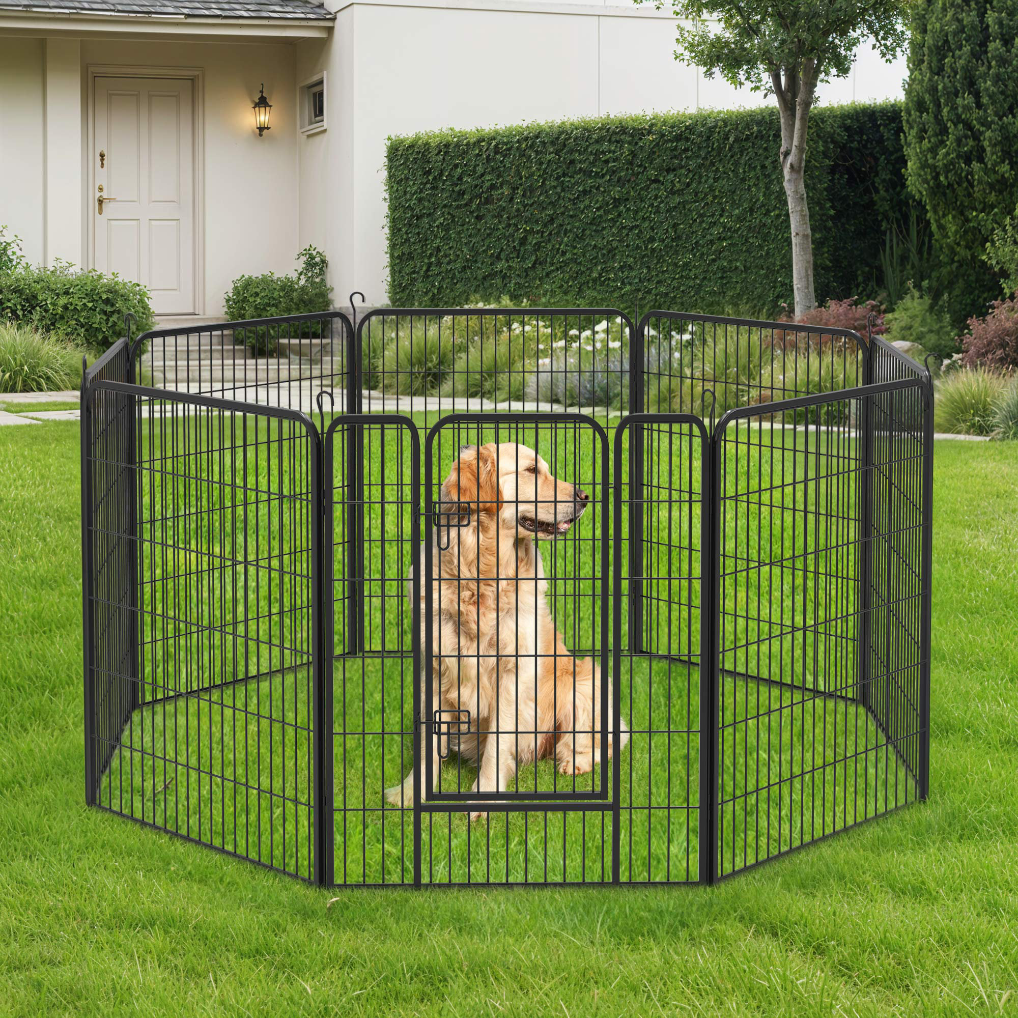 Edrosie Inc 40 H 8 Panel Metal Dog Exercise Pen Dog Playpen ...