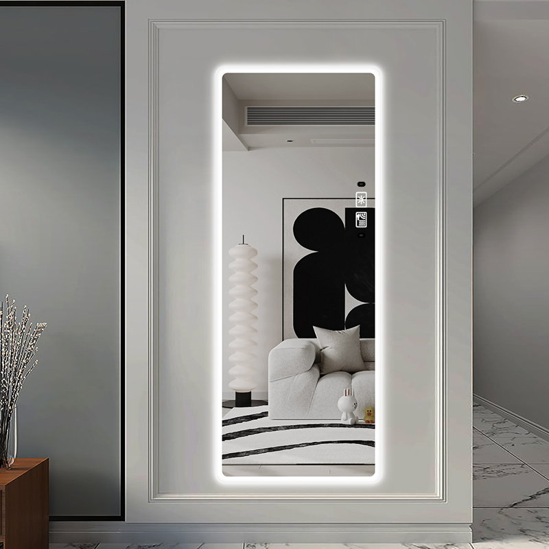 Wrought Studio™ Chazney Frameless Lighted Wall Mirror | Wayfair