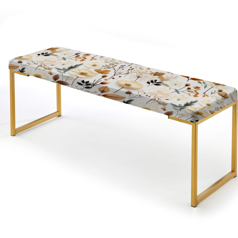 Design Art Earthy Serenity - Plants Upholstered Gold Bench | Wayfair