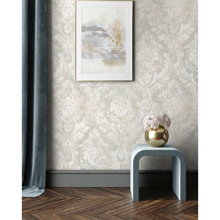 Ophelia & Co. Designs Metallic Cream & Sea Foam Green Everdeen Damask ...