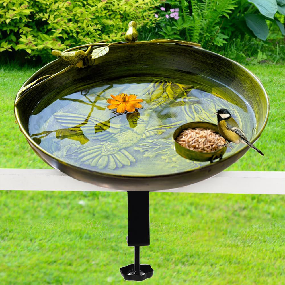 Winston Porter Metal Bird Baths with Hummingbird Decor | Wayfair