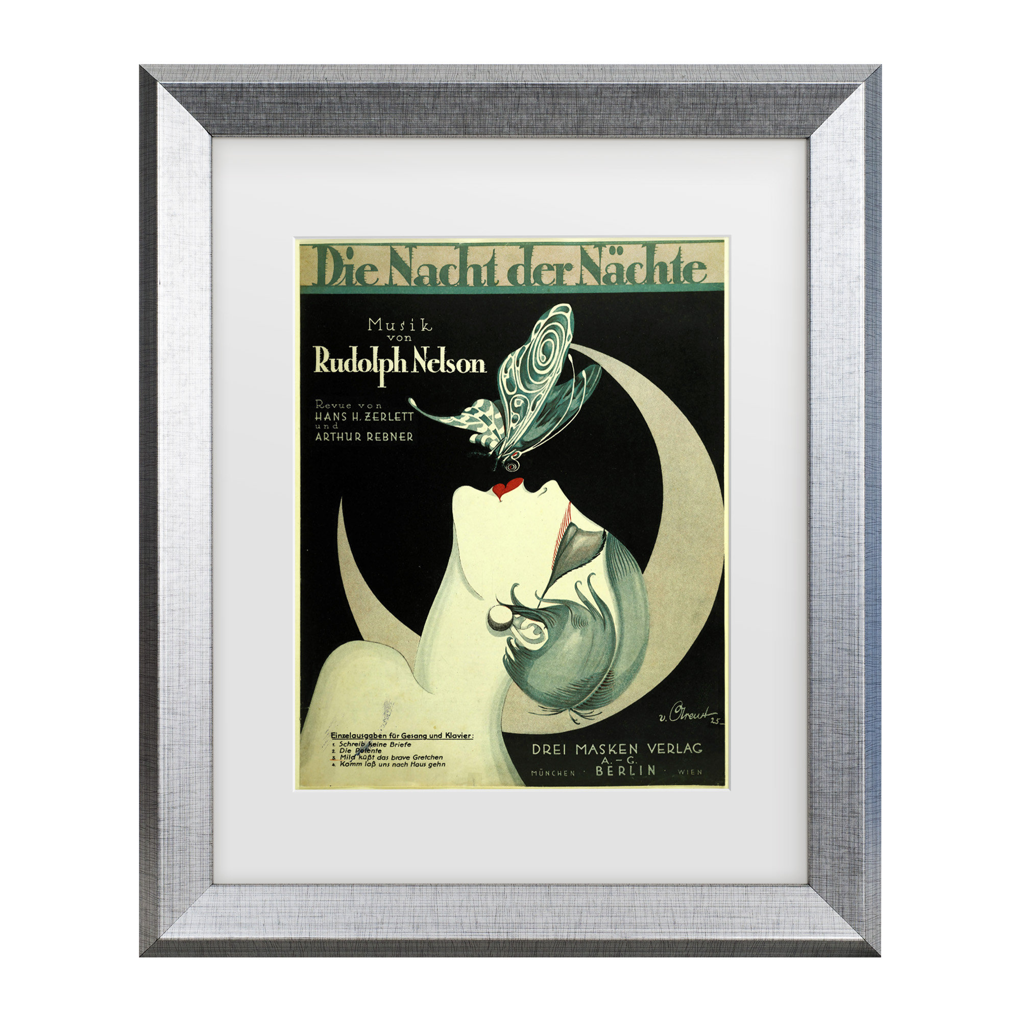 Trinx Vintage Apple Collection 'Art Deco Music Sheet' Matted Framed Art ...
