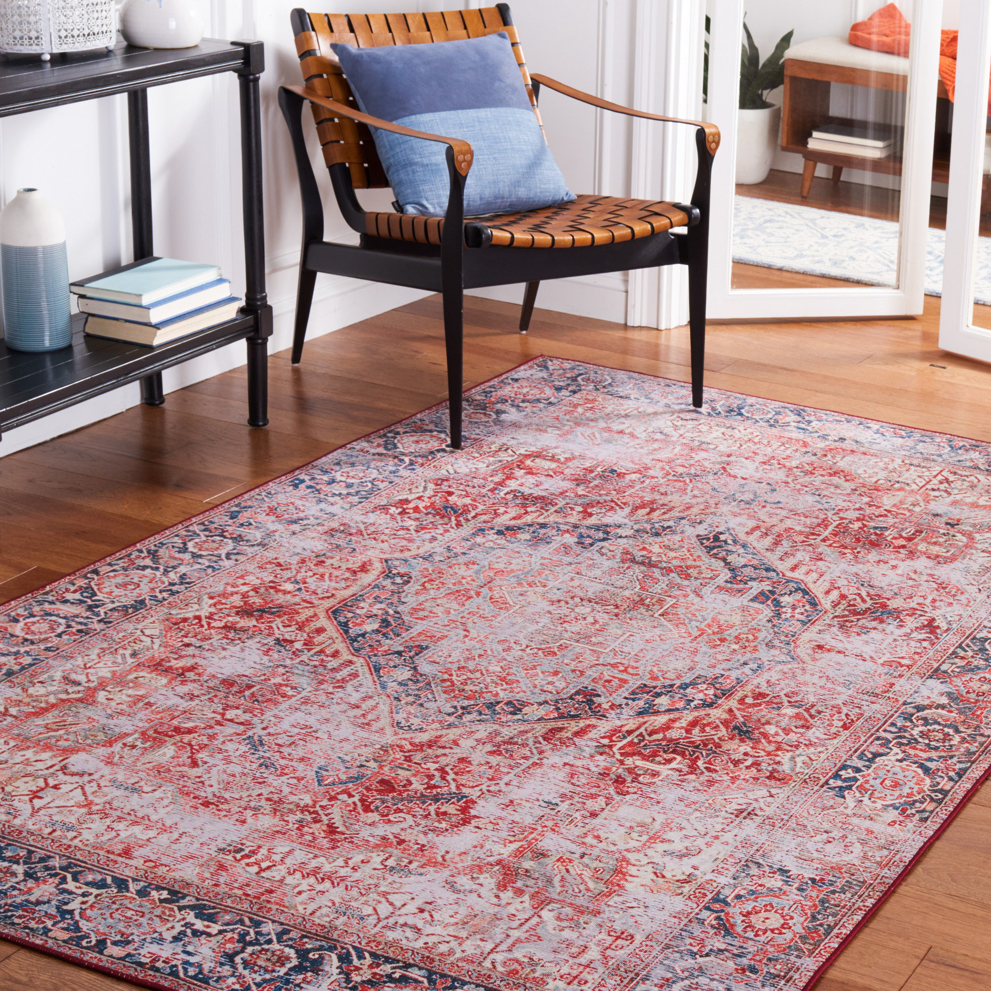 Langley Street® Ziebarth 177 M/W S/R Area Rug In Rust / Navy | Wayfair