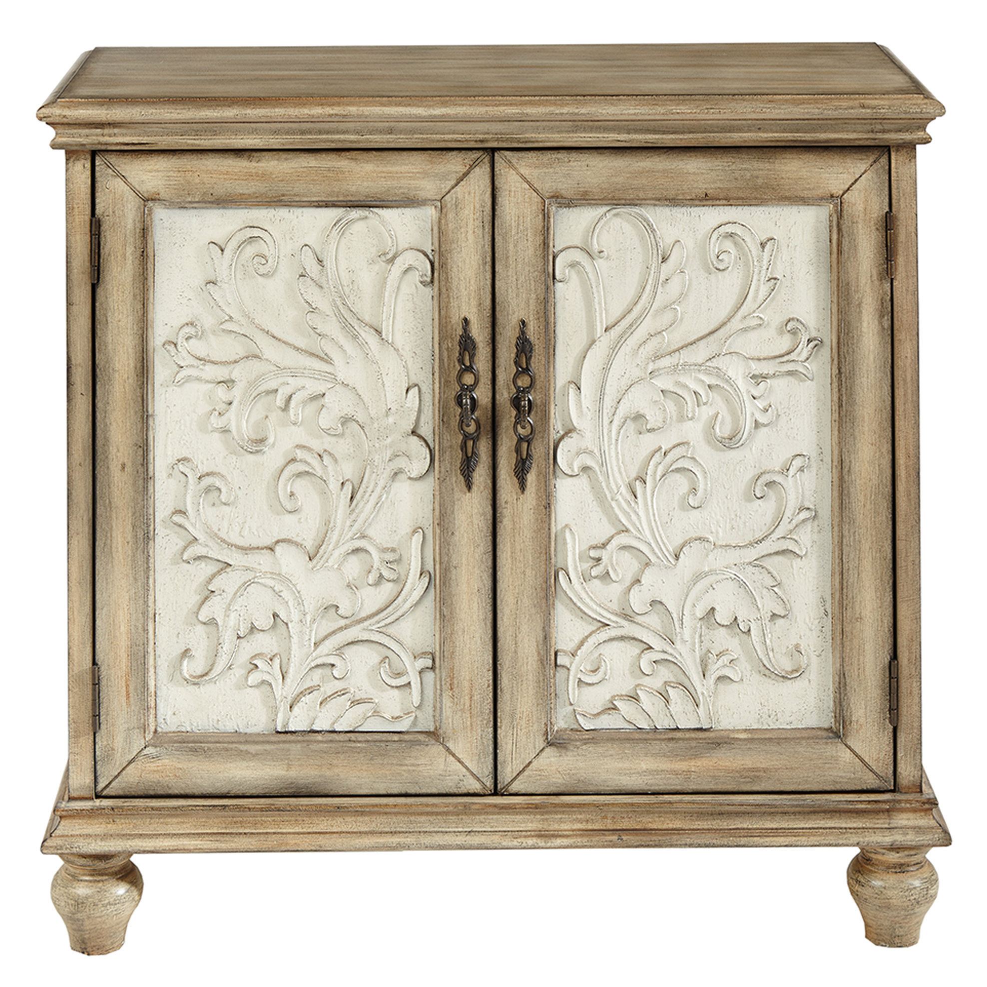One Allium Way® 2-Door Cabinet, Floral Design, Natural Wood, Adjustable ...