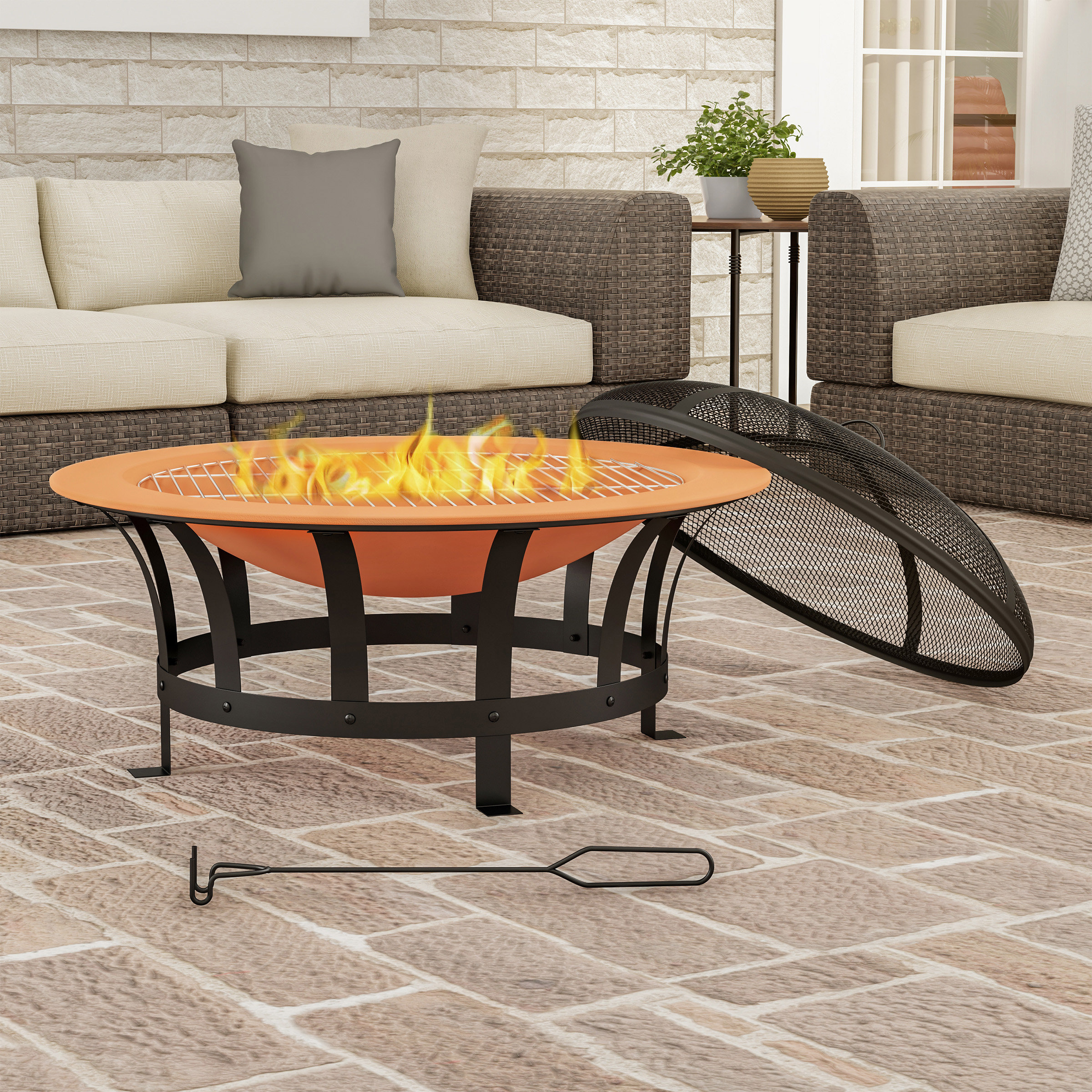 Millwood Pines Janzen Outdoor Fire Pit - 30-inch Wood Burning Firepit ...
