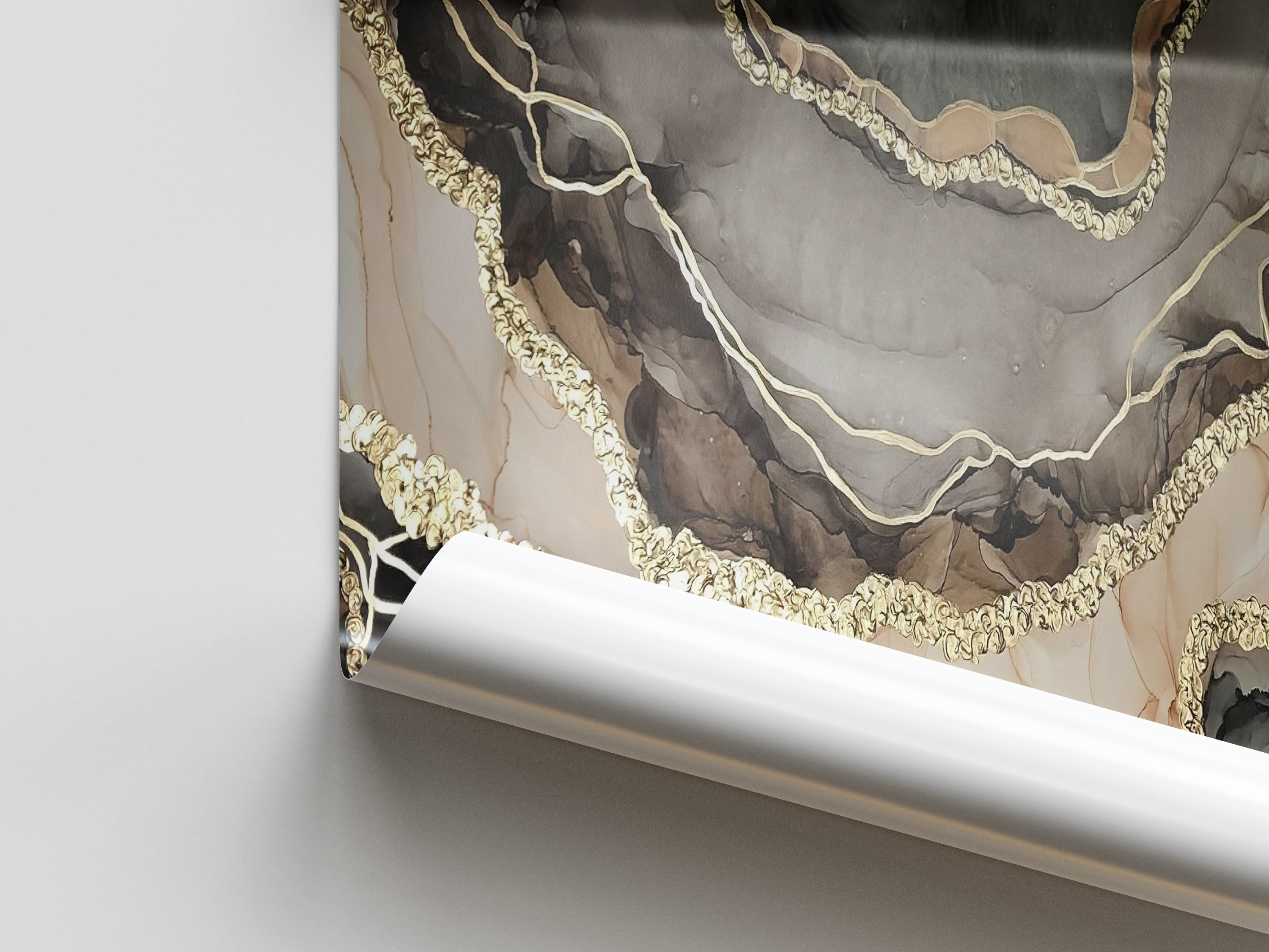 Mercer41 Abstract Luxury Gold Marble Alcohol Ink Wall Art Printed on ...