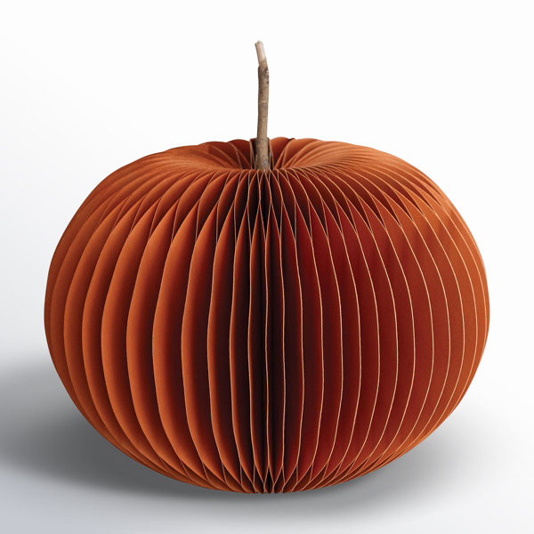 Paper Folding Honeycomb Pumpkin With Twig Stem | Birch Lane