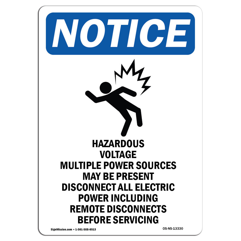 SignMission OSHA Notice - Hazardous Voltage Sign With Symbol | Heavy ...
