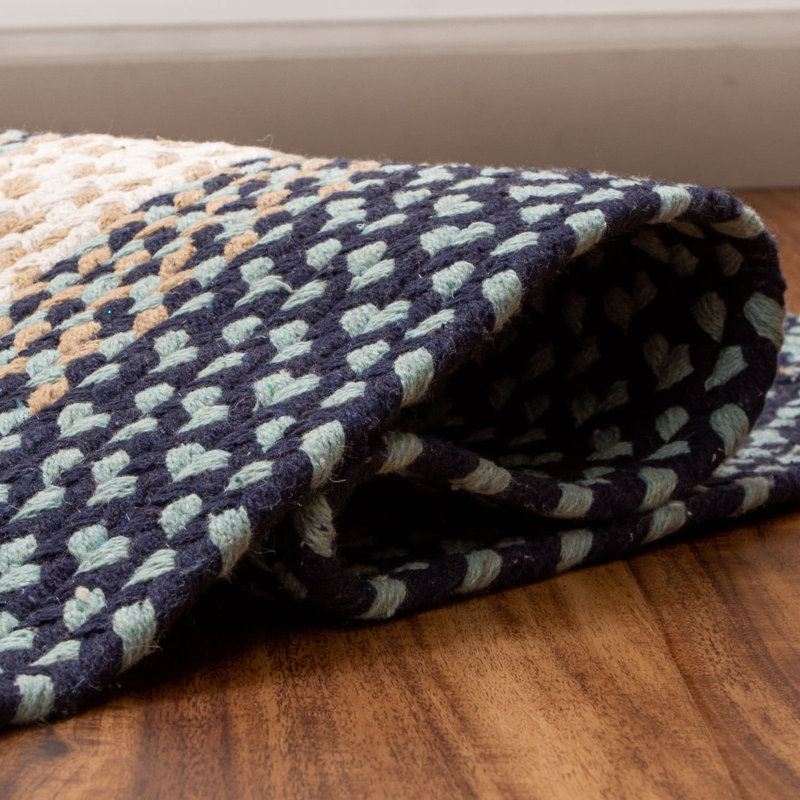 Dakota Fields Waterbury Farmhouse Handmade Braided Blue Area Rug ...