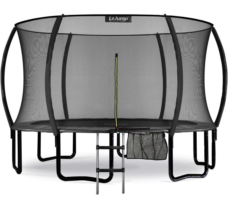 LeJump Pumpkin LeJump Round Backyard Trampoline with Safety Enclosure ...