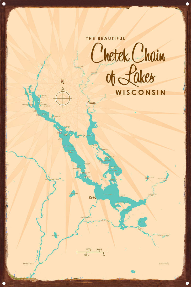 Breakwater Bay Art of Place - Chetek Chain of Lakes Wisconsin Map ...