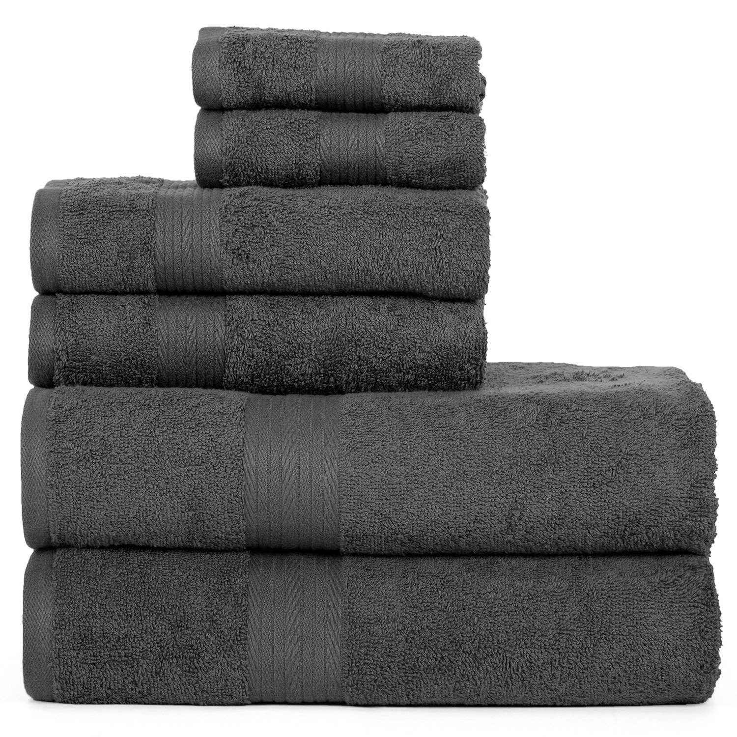 Ample Decor Smooth Soft and Thick 6 Piece 100% Cotton Towel Set ...