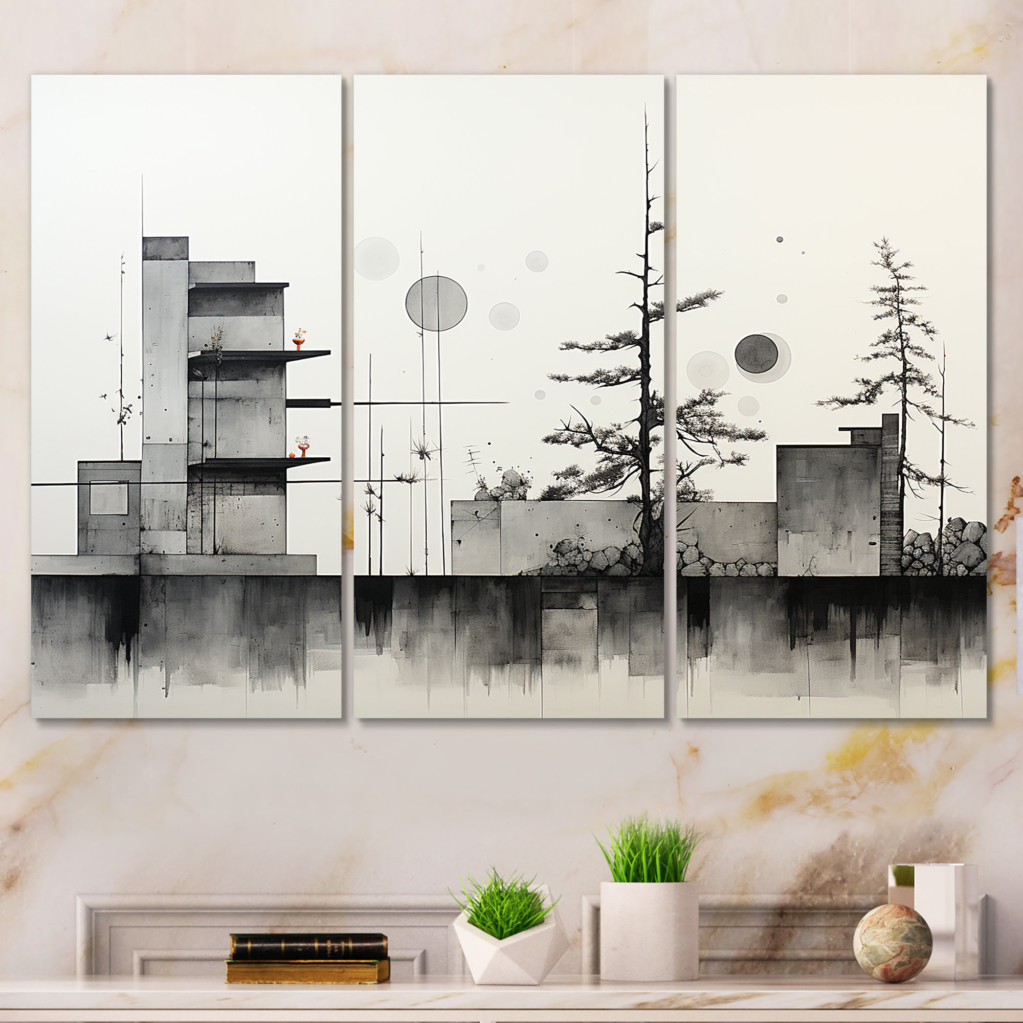 Lark Manor™ Geometric White And Grey Forest Tile 1 - Boho Mosaic Wall ...