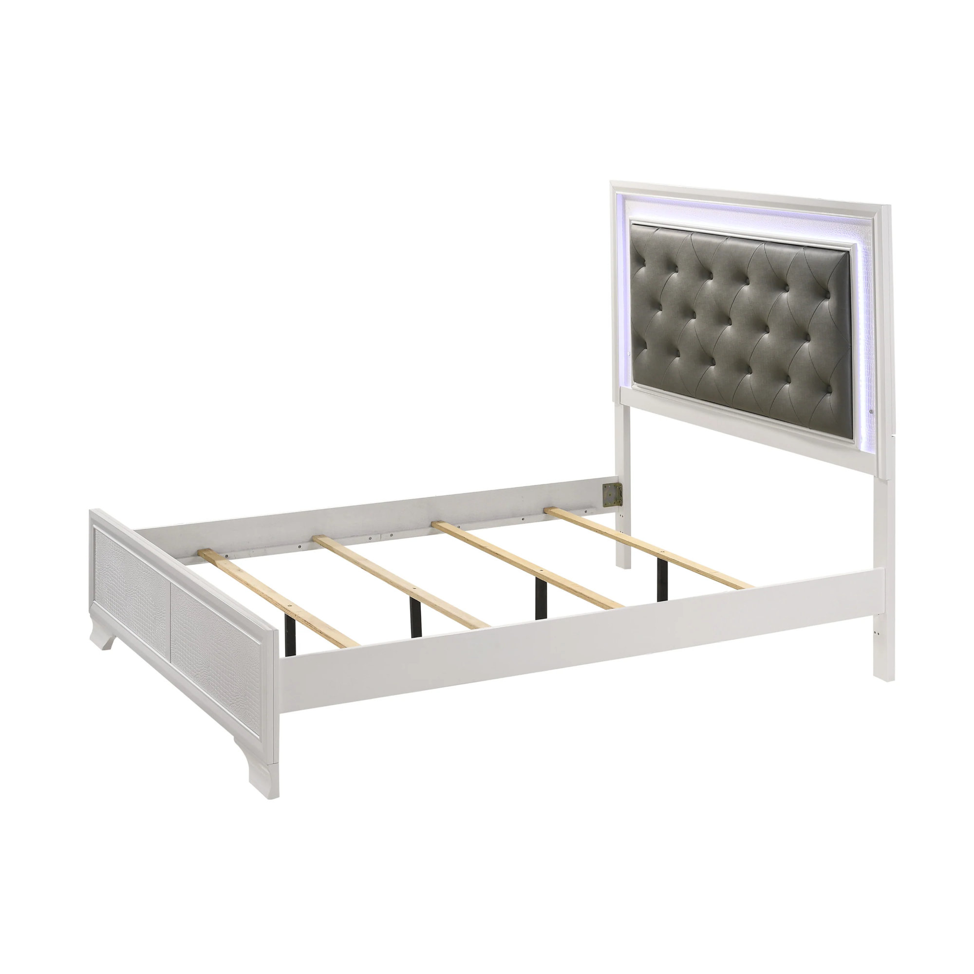 House of Hampton® Lyssa Frost Queen LED Upholstered Panel Bed | Wayfair
