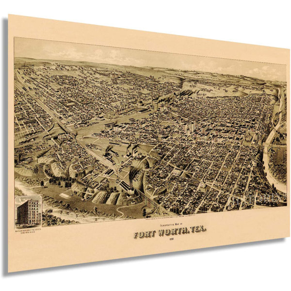 HISTORIC PRINTS HISTORIX Vintage 1891 Fort Worth Texas Poster Map ...
