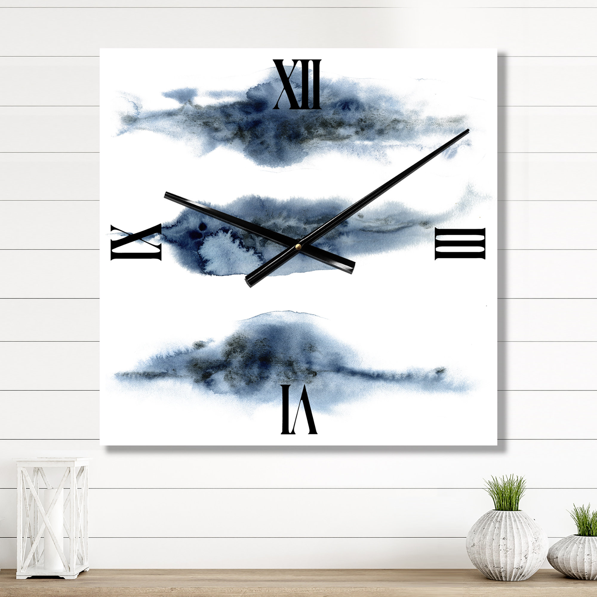 East Urban Home Abstract of Dark Blue Clouds VII - Modern Wall Clock ...