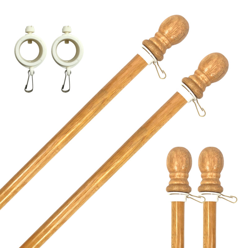 ILOT 56" Wooden Flag Pole For House Pack Of 2 Improved Design Tangle ...