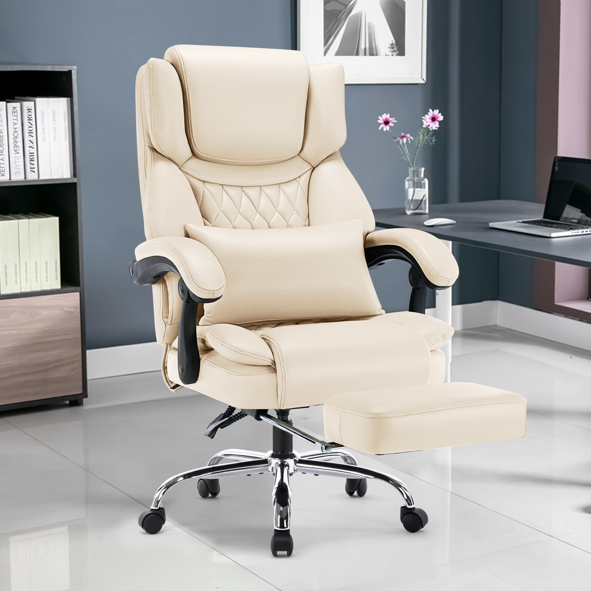 Brayden Studio® Lesbury Executive Leather Office Chair With USB Massage ...