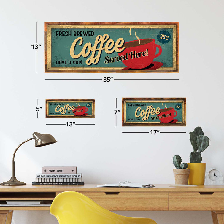 Homebody Accents Framed Fresh Brewed Coffee Served Here Sign | Wayfair