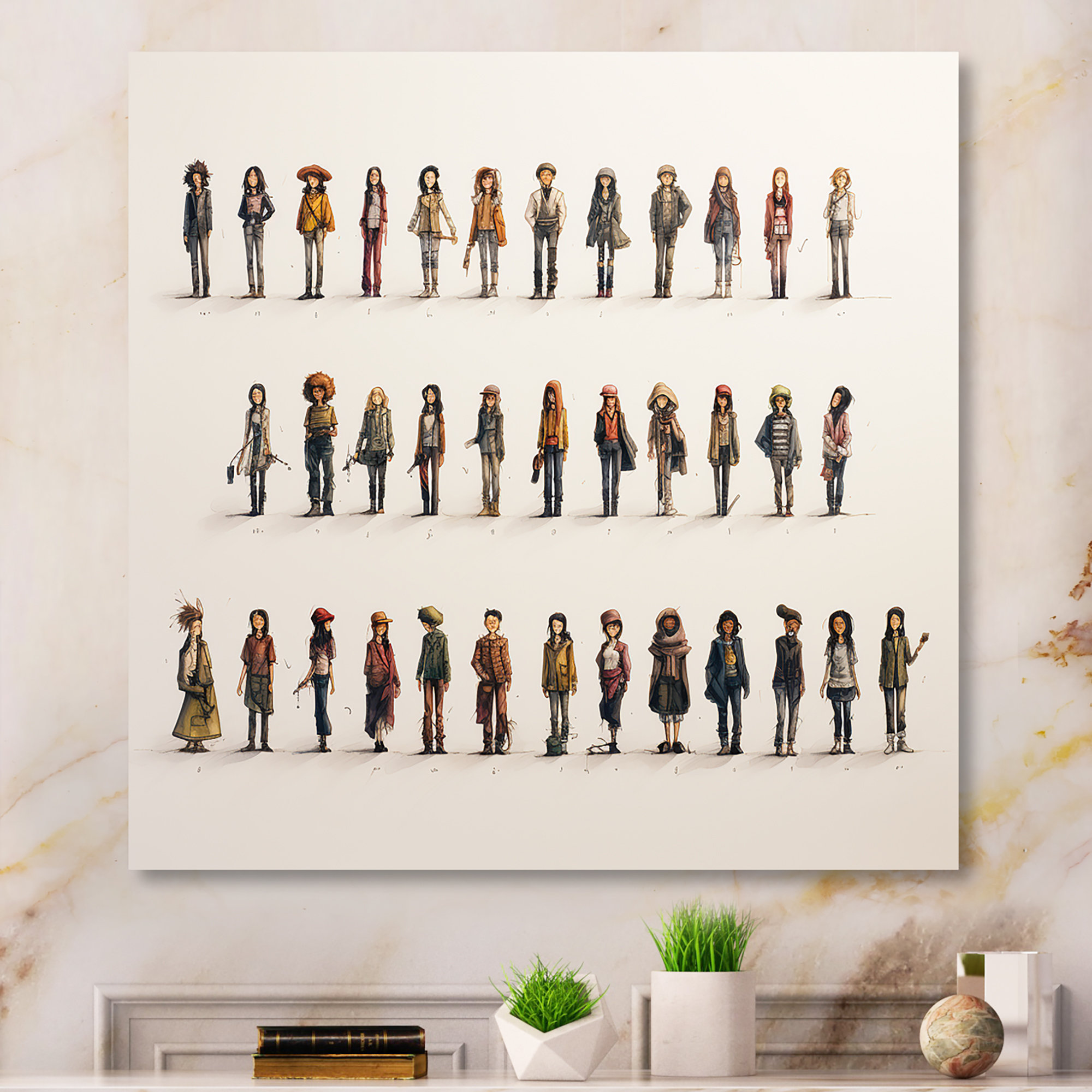 Lark Manor™ Grey People Patchwork Children Parttern - Fractal Metal ...