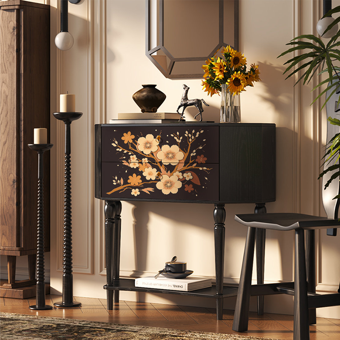 interanest Retro Minimalist Art Console Table with 2 Drawers | Wayfair