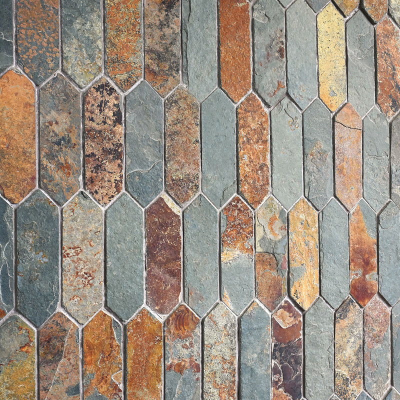 Mosaic Kitchen 2" x 6" Slate Mosaic Wall & Floor Tile | Wayfair