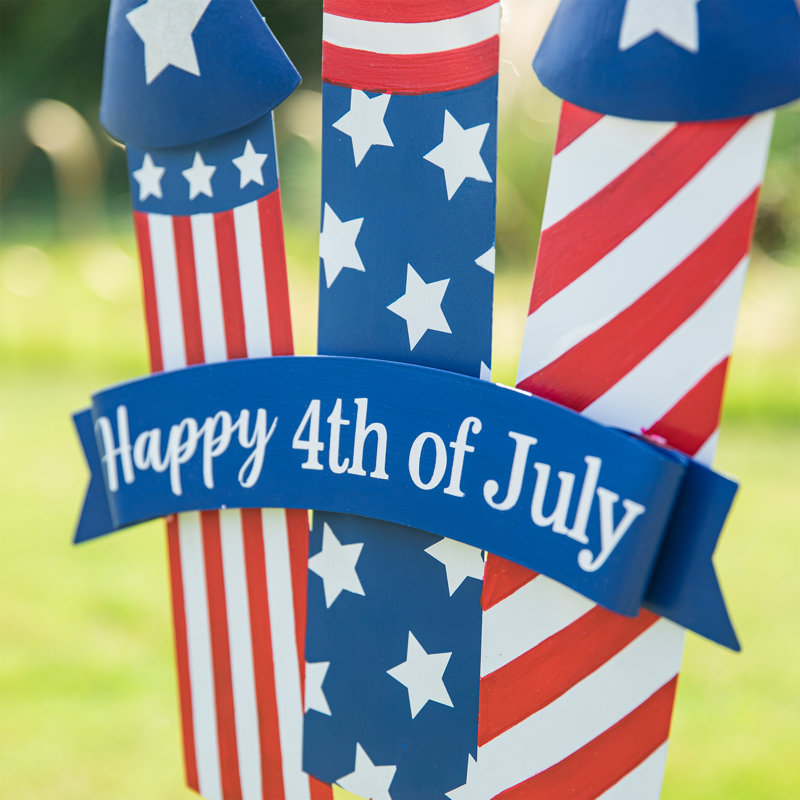 The Holiday Aisle® Americana Firecracker Yard Stake Figurine | Wayfair