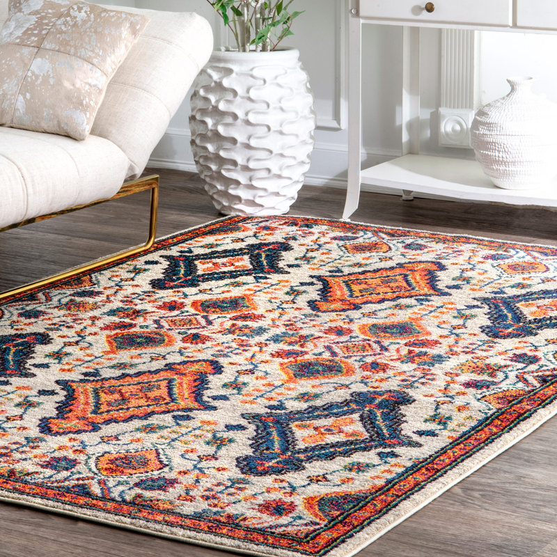 World Menagerie Cassella Performance Orange/Blue Rug & Reviews | Wayfair