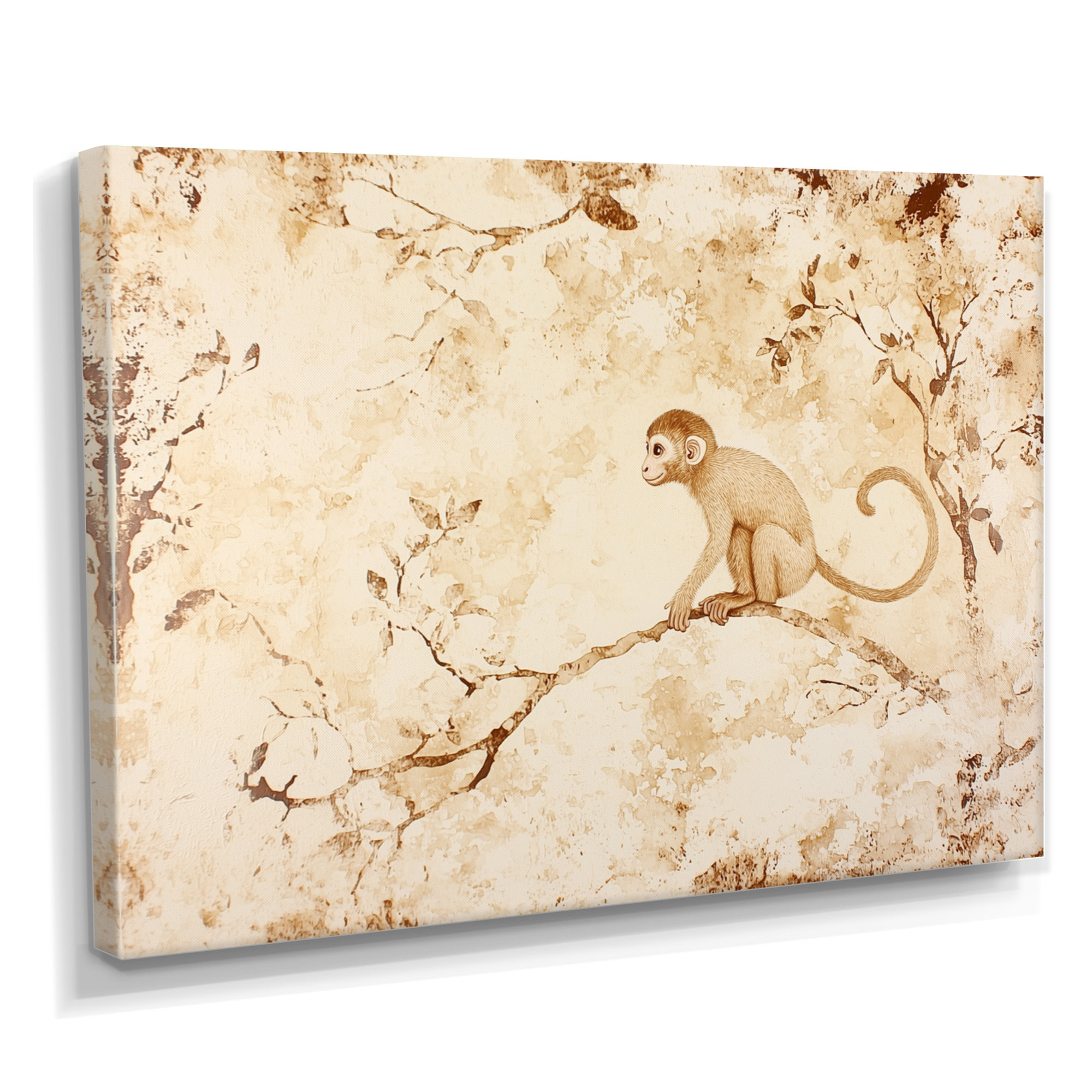 Alcott Hill® Playful Monkey Primate In The Jungle III - Monkey Wall Art ...