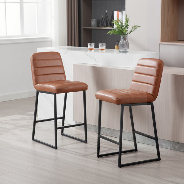 17 Stories PU Breakfast Bar Stools Set of 2 | Wayfair