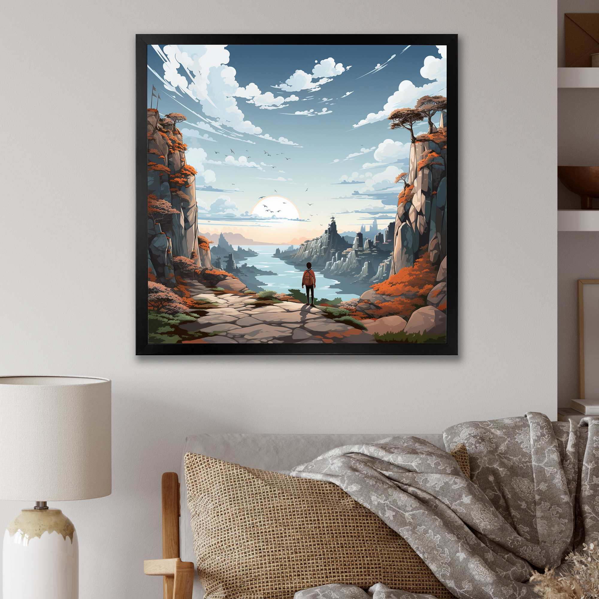 Red Barrel Studio Beige Cliff Jagged Solitude - Landscape Mountains ...